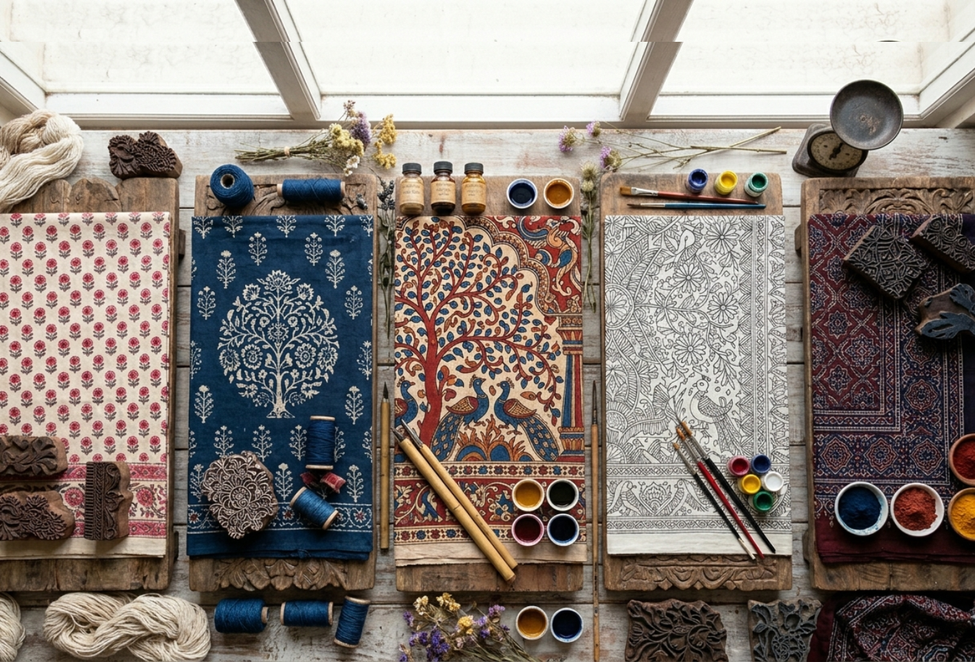 Floral patterns in Traditional Indian Textile Prints : Sanganeri, Bagru ...